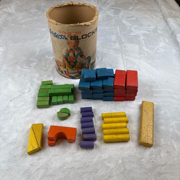Playskool | Toys | Playskool Colored Wooden Building Blocks 7 Pieces 0 ...